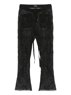 ANN DEMEULEMEESTER Lace Trousers With Self-tie Belt - Black