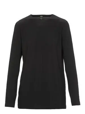 Norma Kamali Long Sleeve Round Neck Top - Black