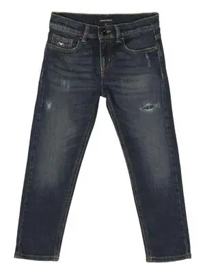 Emporio Armani Ripped Straight-leg Jeans - Black