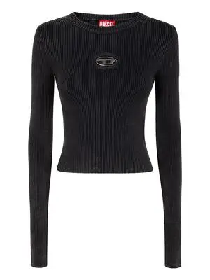 DIESEL® Logo Plaque Crew Neck Top - Black
