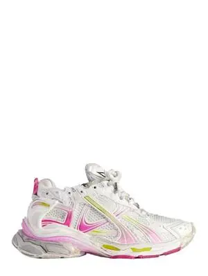 Balenciaga Lace-up Runner Sneakers - White/pink/gray/neon Yellow