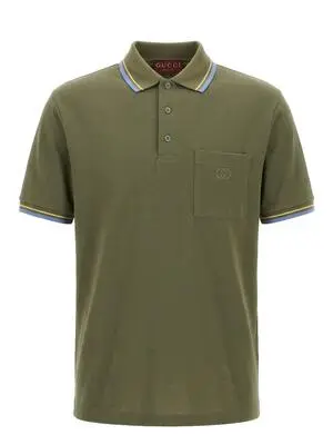 Gucci Cotton Piquet Polo Shirt With Embroidery - Forest Green