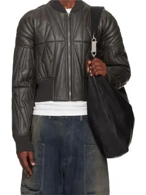 Moncler Quilted Leather Zip-up Jacket - Black