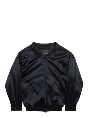 Balenciaga Zip-up Stand Collar Jacket In Heavy Satin - Black