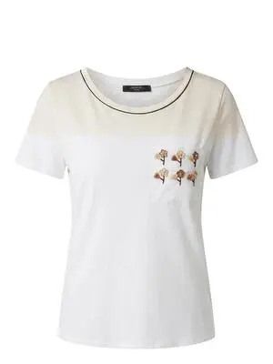 MAX MARA Weekend Max Mara Round Neck Short Sleeve Embellished Pocket Shirt
