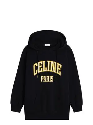 Celine Oversized Hoodie In Cotton Fleece - Black