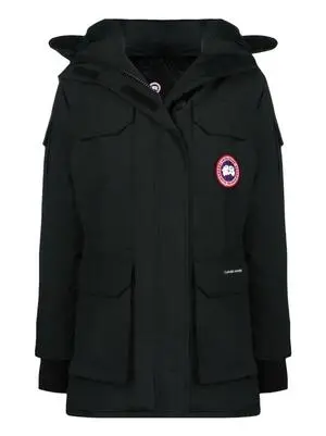 Canada Goose Hooded Down Parka With Logo Patch - Black
