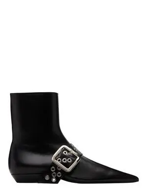 JIL SANDER Pointed Toe Ankle Boots With Buckle Detail - Black