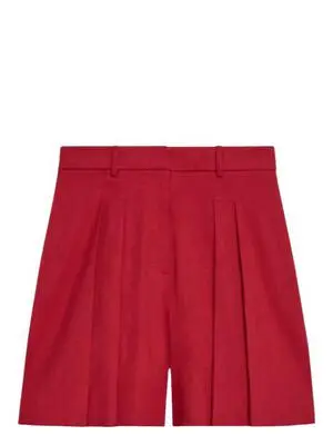 Theory Pleated Front Wide Leg Shorts - Cherry