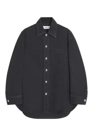 LANVIN Cocoon Button-up Denim Shirt - Black