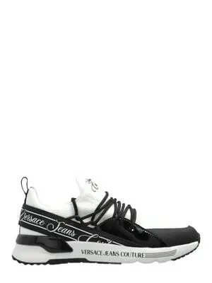 Versace Logo Printed Low-top Sneakers - Black