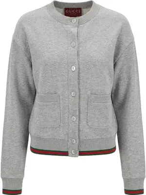 GUCCI Gucci Cotton Jersey Cardigan With Web Detail