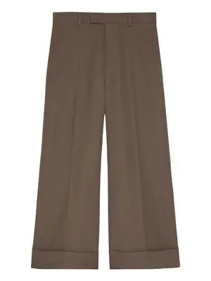 Gucci Wide Leg Gabardine Trousers - Brown