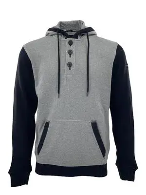 Emporio Armani Long-sleeved Hooded Sweater With Button Detail - Gray