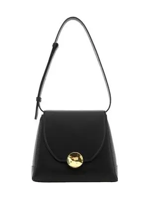 JIL SANDER Logo Detailed Foldover Shoulder Bag - Black