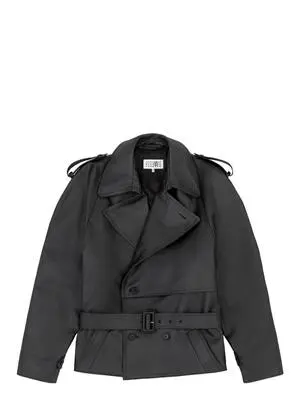 MAISON MARGIELA Leather Double-breasted Jacket - Black