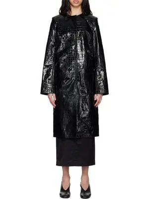 TOTEME Crocodile-embossed Coat - Black
