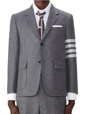 Thom Browne 4-bar Stripe Single-breasted Blazer - Medium Gray