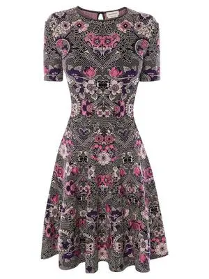 Alexander McQueen Jacquard Mini Dress - Black