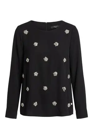 Max Mara Embellished Long-sleeved Blouse - Black