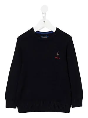 Polo Ralph Lauren Embroidered Logo Crewneck Sweater - Black
