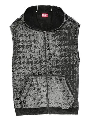 DIESEL® Sleeveless Zip-up Hooded Vest - Black