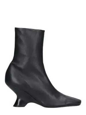 Dries Van Noten Square Toe Ankle Boots With Shaped Heel And Side Zip - Black