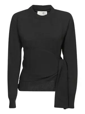 MAISON MARGIELA MM6 Maison Margiela Black Wrap-Around Crewneck Jumper