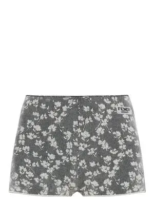Fendi Lace Shorts With Allover Floral Pattern - Grey