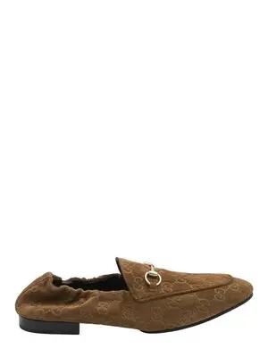 Gucci Gg Logo Horsebit Loafers - Brown