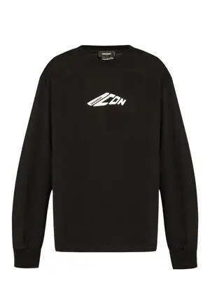 Dsquared2 Logo Printed Long-sleeved T-shirt - Black