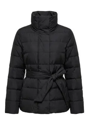 Max Mara Long-sleeved Quilted Down Jacket With Lace Detail - Black
