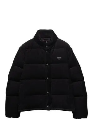 Prada Prada Triangle-Logo Button-Up Down Jacket Black