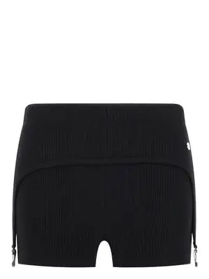 JEAN PAUL GAULTIER Ribbed Shorts With Garter Detailing - Black