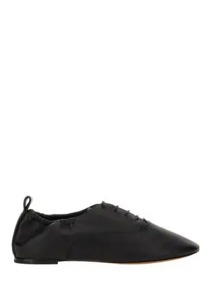 LANVIN Lace-up Leather Slippers - Black