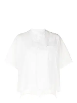 Y’s Draped Shirt With Round Collar - Offwhite