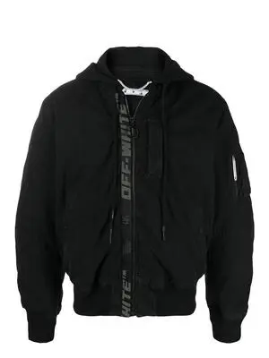 Off-White Logo-print Cotton Bomber Jacket - Black