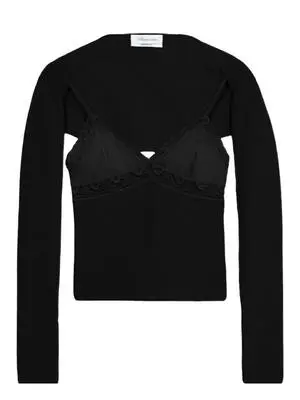 Blumarine Lace-panel Knitted Top - Black