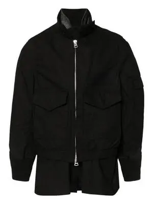 Sacai Rip Stop Zip-up Bomber Jacket - Black