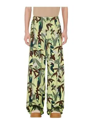 Kenzo Chiku-rin Camo Oversized Pleated Cotton Pants - Vanilla