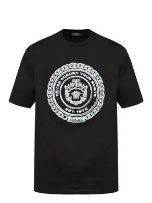 Versace Never Forget-printed Crewneck T-shirt - Black