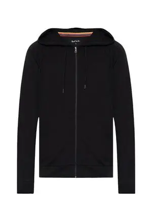 Paul Smith Zip Lounge Hoodie With Stripe Detail - Black