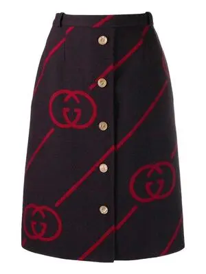 GUCCI Gucci Reversible Wool Skirt With Interlocking G Motif