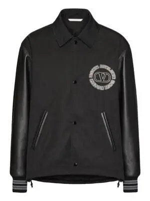 VALENTINO Valentino Long Sleeve Varsity Jacket With Leather Sleeves