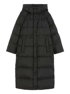 Max Mara Long Quilted Down Jacket With Hood - Black