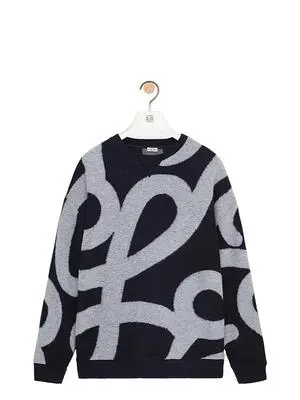 Loewe Allover L Jacquard Wool And Cotton Sweatshirt - Gray