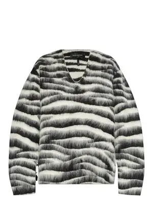 Marc Jacobs Zebra Pattern V-neck Jumper - Grey