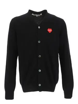Play Comme Des Garcon Comme Des Garcons Play Logo Patch V-Neck Cardigan Black