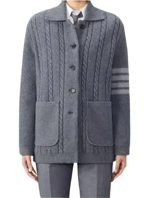 Thom Browne Cable-knit Bomber Jacket - Medium Gray