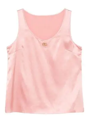 Dolce & Gabbana Dg Logo Pin Satin Tank Top - Pink